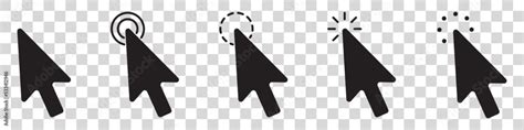 Computer Mouse Click Cursor Gray Arrow Icons Set And Loading Icons Set