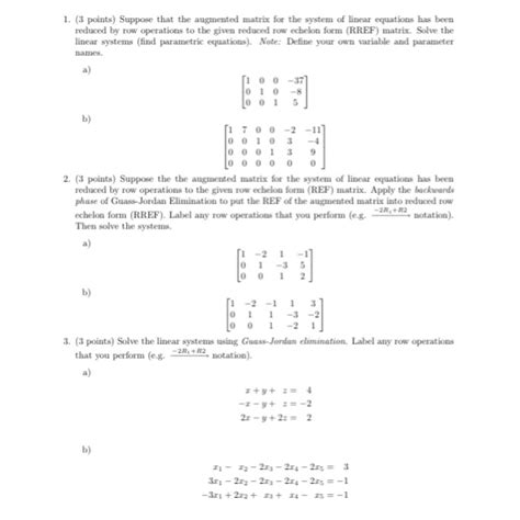 Solved 1 3 Points Suppose That The Augmented Matrix For
