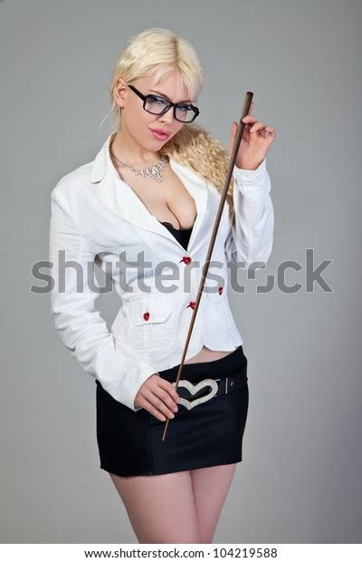 Sexy Teacher Holding Pointer Isolated On Stock Photo 104219588 Shutterstock