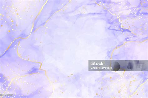 황금 선이있는 보라색 라벤더 액체 수채화 대리석 배경 파스텔 퍼리윙클 알코올 잉크 그리기 효과 웨딩 초대 메뉴 Rsvp에 대한 벡터 일러스트 디자인 템플릿 0명에 대한 스톡