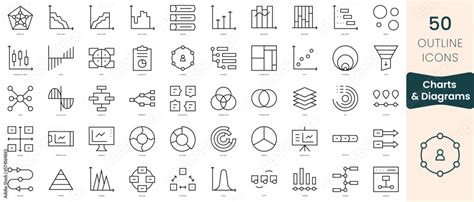 Set Of Charts And Diagrams Icons Thin Linear Style Icons Pack Vector Illustration Stock Vector