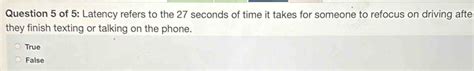 Solved Of Latency Refers To The Seconds Of Time It Takes For Someone To Refocus On