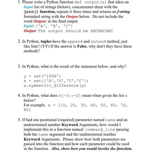 Solved 1 Please Write A Python Function Def Output X That