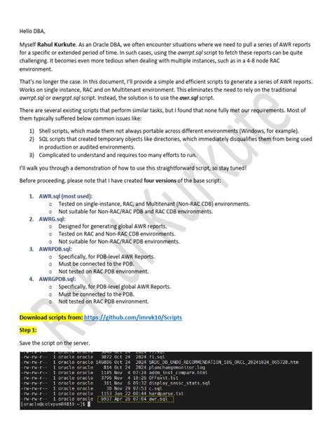 How To Generate Series Of Awr Reports Pdf Data Management Software
