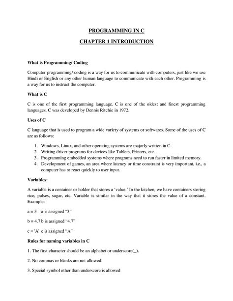 Programming IN C Chapter PROGRAMMING IN C CHAPTER INTRODUCTION What Is Programming Coding