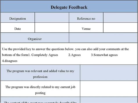 Delegate Feedback Form Editable Pdf Forms