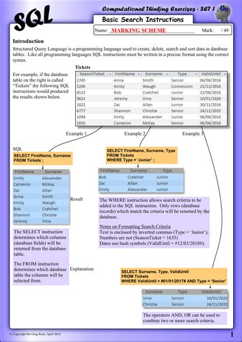 Sql Computational Thinking Exercises Set 1 Basic Search Instructions