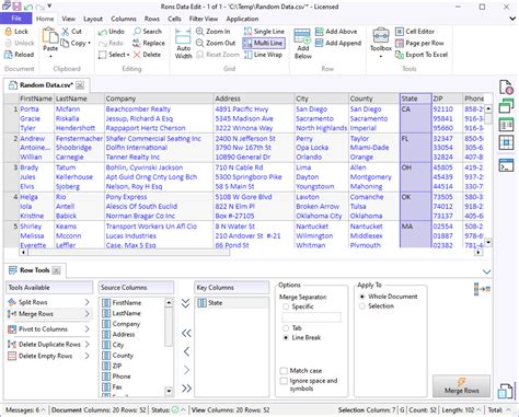 Rons Data Edit How To Merge And Split Rows In A Csv File