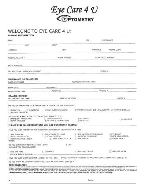 Eye Care 4 U Optometry Patients Forms