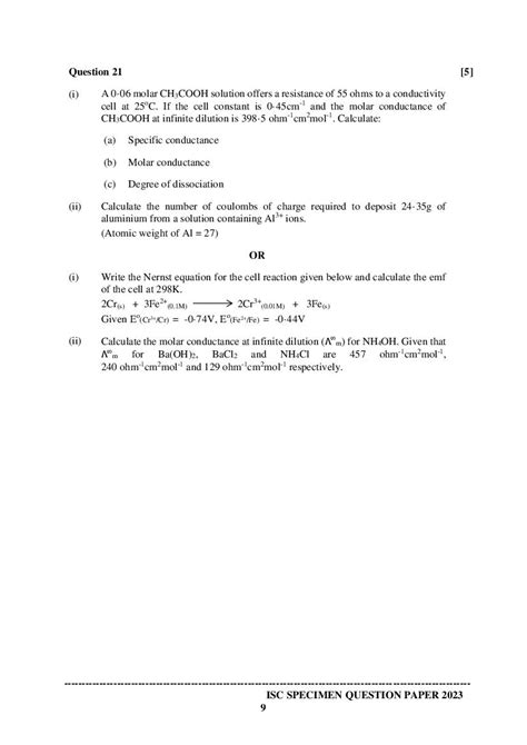 ISC Class Chemistry Specimen Paper PDF OneEdu