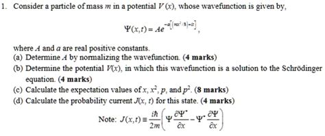 solved consider a particle of mass m in a potential v x whose