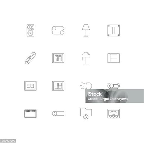 전기 선형 얇은 아이콘 설정합니다 간단한 벡터 아이콘 설명 0명에 대한 스톡 벡터 아트 및 기타 이미지 0명 디자인 벡터 Istock