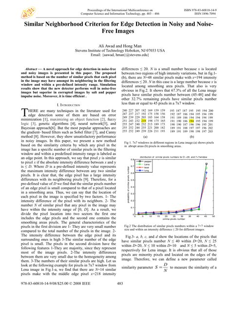 Pdf Similar Neighborhood Criterion For Edge Detection In Noisy And