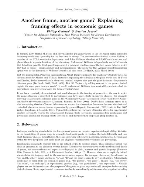 Pdf Another Frame Another Game Explaining Framing Effects In