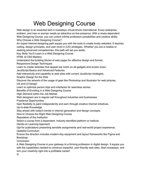 Ppt Master The Art Of Web Design A Comprehensive Web Designing Course Powerpoint Presentation