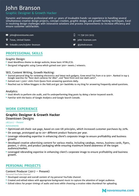 Resume Template Novoresume 4 Professional Templates Functional