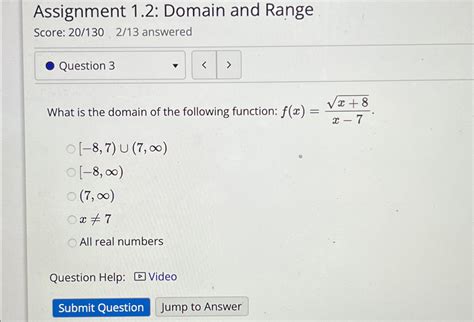 Solved Assignment 1 2 Domain And Rangescore 20 130 2 13