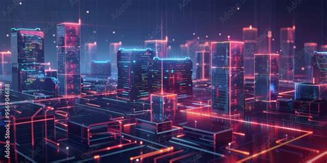 Artistic Representation Of Digital Infrastructure With Data Centers And