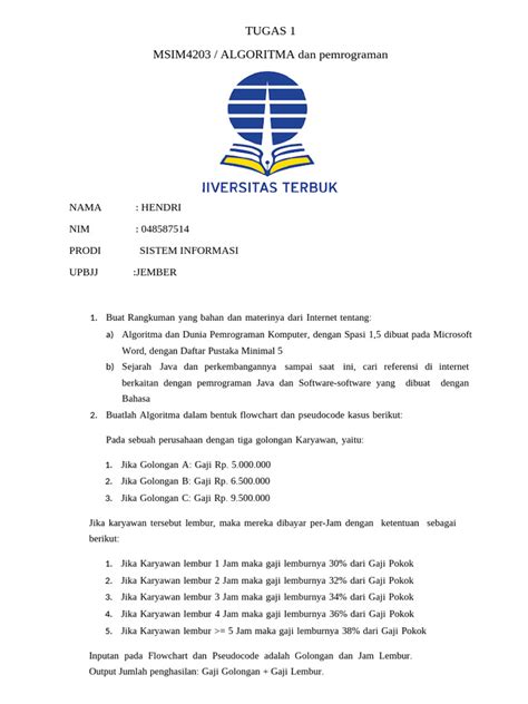 Tugas 1 Algoritma Pdf