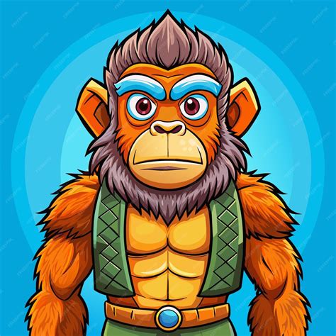 мультфильм гориллы в костюме с голубым фоном Премиум Ai сгенерированный вектор
