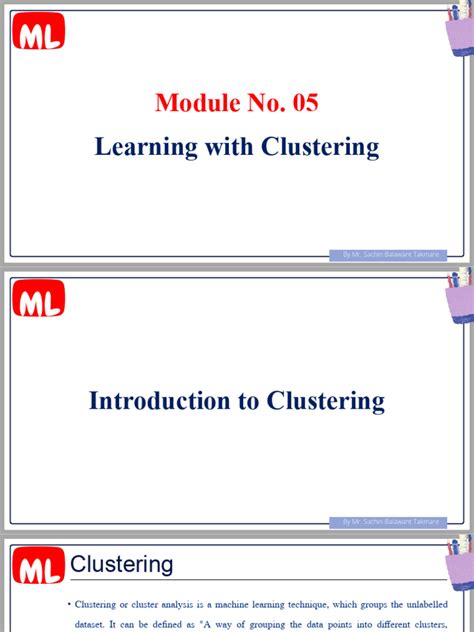 Ml Module No 05pptx Pdf Cluster Analysis Machine Learning