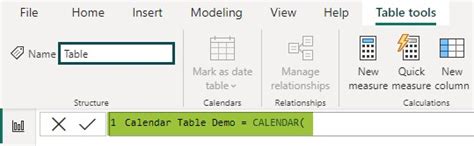 Power Bi Calendar Create Calendar Table With Dax Functions