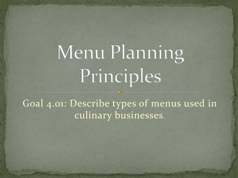 PPT Menu Planning Principles PowerPoint Presentation Free Download ID