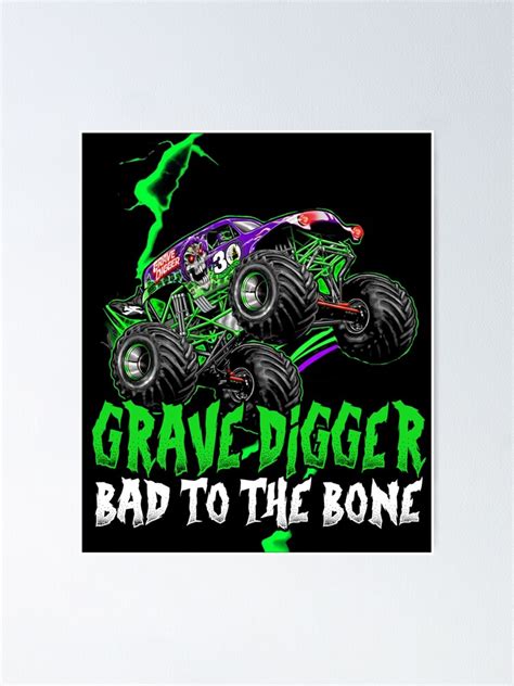 Monster Jam Grave Digger Monster Truck Poster For Sale By Wright46l Redbubble