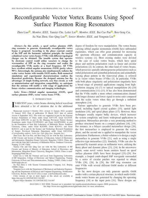 Reconfigurable Vector Vortex Beams Using Spoof Surface Plasmon Ring