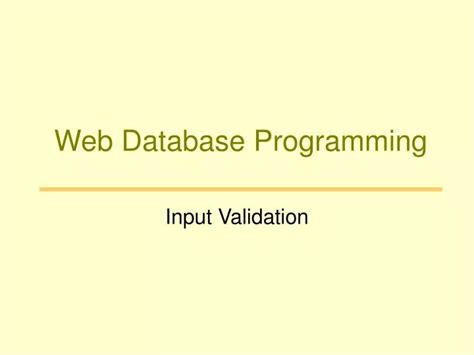 PPT Web Database Programming PowerPoint Presentation Free Download ID 6542347