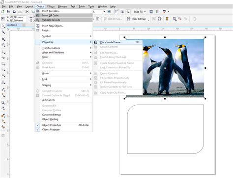 menggunakan fungsi power clip pada corel x7