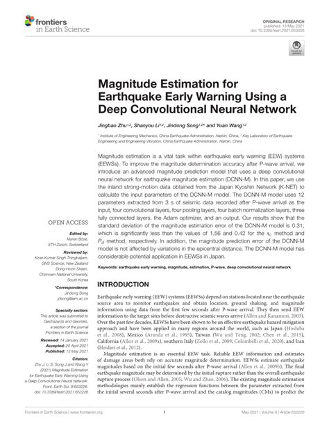 Pdf Magnitude Estimation For Earthquake Early Warning Using A Deep