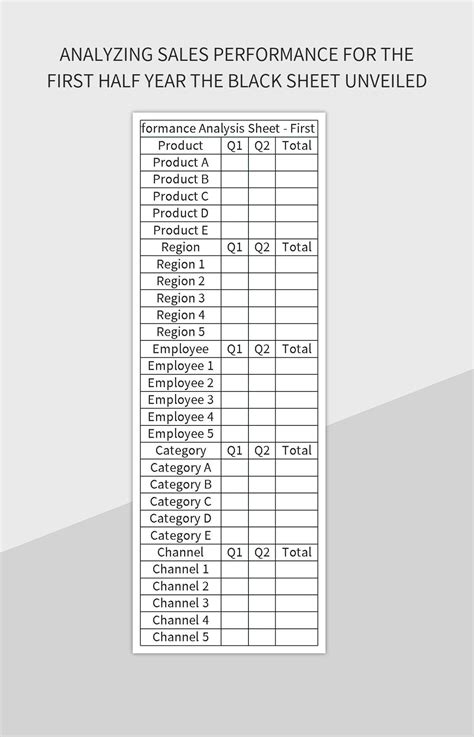 Analyzing Sales Performance For The First Half Year The Black Sheet Unveiled Excel Template And