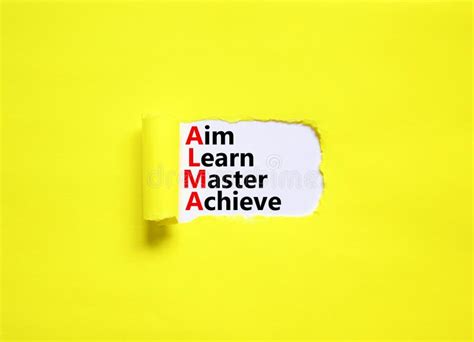 alma aim learn master achieve symbol concept words alma aim learn master achieve on white paper