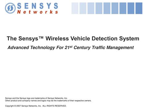 Ppt The Sensysâ„¢ Wireless Vehicle Detection System Powerpoint Presentation Id 3971979