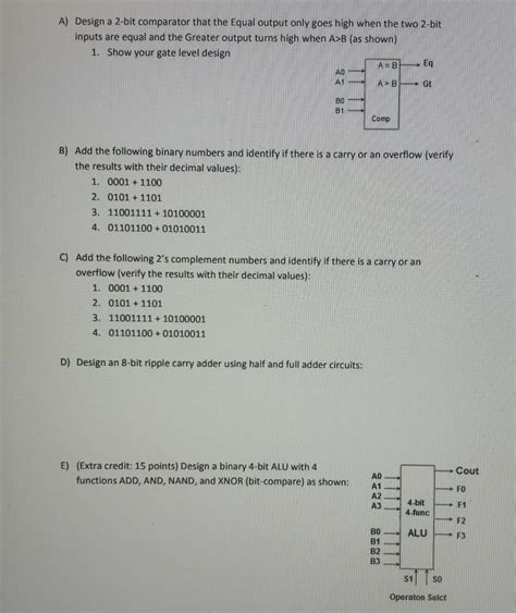 Solved A Design A 2 Bit Comparator That The Equal Output