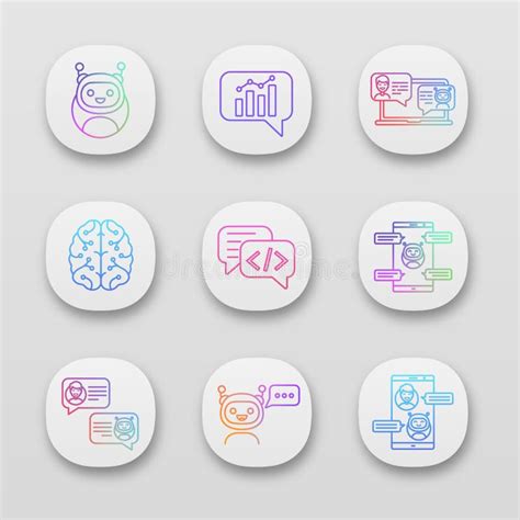 Chatbots App Icons Set Stock Vector Illustration Of Button 175561347