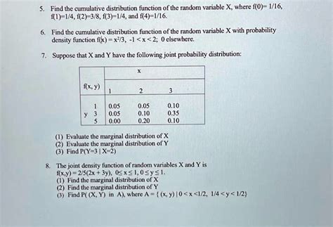 Solved 5 Find The Cumulative Distribution Function Of The Random
