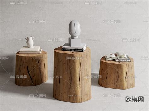 木桩圆几 边几 角几3d模型下载 Id14076424 3dmax免费模型 欧模网