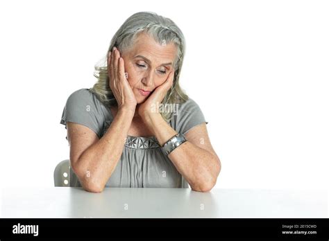 Portrait Of Sad Senior Woman Posing Isolated Stock Photo Alamy
