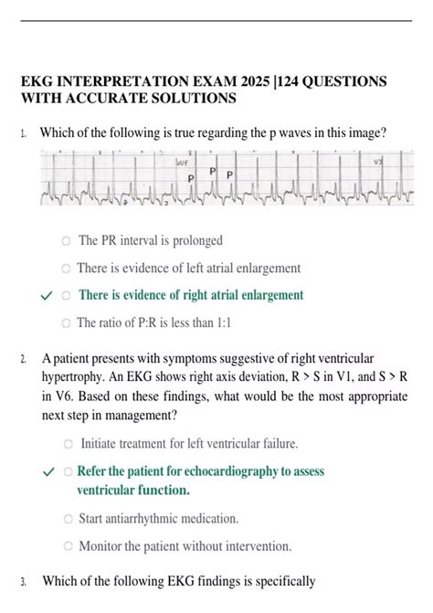 Ekg Interpretation Exam 2025 124 Questions With Accurate Solutions Ekg Interpretation Stuvia Us