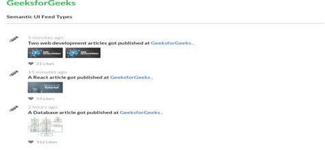 Semantic UI Feed Types GeeksforGeeks