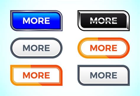 premium vector more button set of different shapes and colors suitable for mobile app and