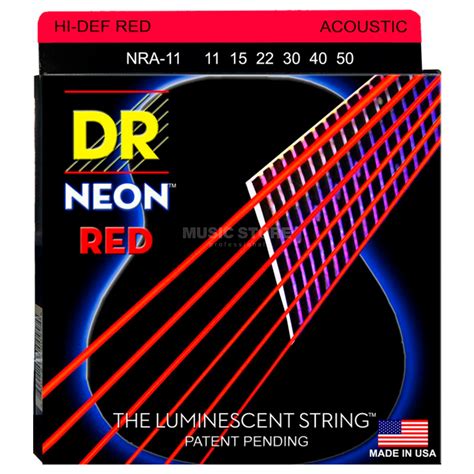 DRS NRA 11 DR STRINGS CUERDAS HI DEF NEON RED COATED ACOUSTIC 11