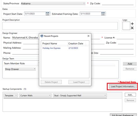 Fig 12 3loading Information Of Previously Saved Project Cold Formed Steel Design Software
