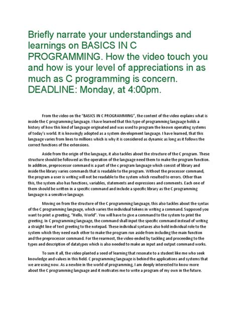 Basics In C Programming Pdf Programming Language C Programming