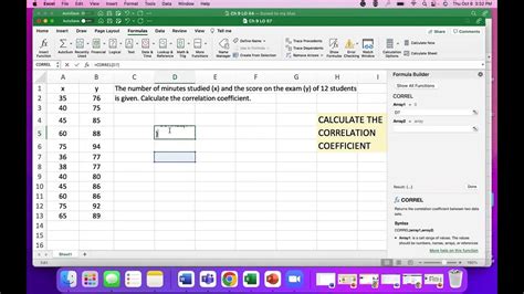 Calculate The Correlation Coefficient With Excel Youtube