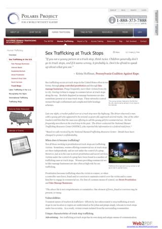 A Sex Trafficking At Truck Stops PDF Debated Sensitive Social Issues Sensitive Topics
