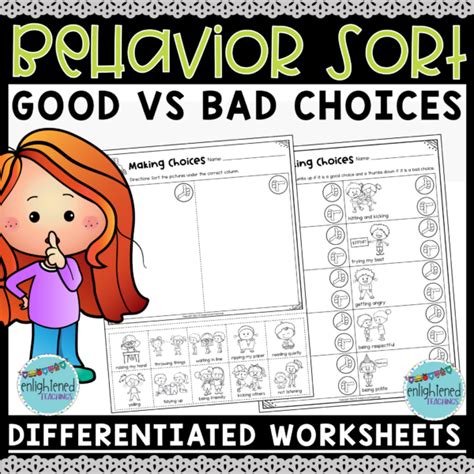 Good Vs Bad Behavior Sort Worksheets Behavior Sorting Mats No Prep Made By Teachers