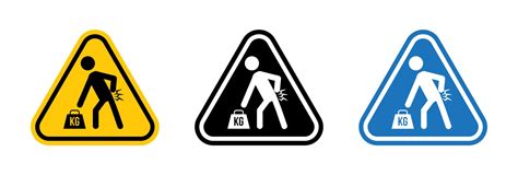 Warning Heavy Object Sign Icon Set Caution Royalty Free Vector Vectorstock
